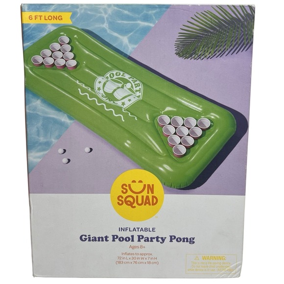 Sun Squad | Games | Inflatable Giant Pool Party Pong 6 Ft Long By Sun ...